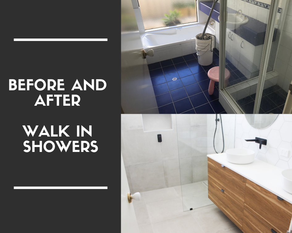 Before and After - Walk In Shower - On The Ball Bathrooms